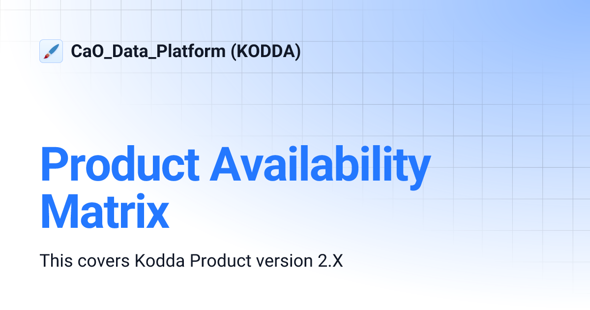 Product Availability Matrix | CaO_Data_Platform (KODDA)