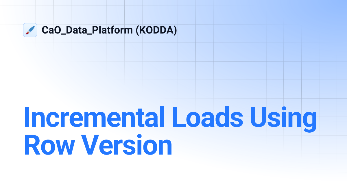 Incremental Loads Using Row Version | CaO_Data_Platform (KODDA)